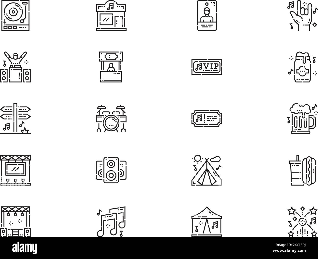 Music festival icons collection is a vector illustration with editable ...