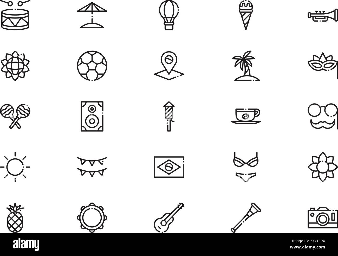 Brazilian carnival icons collection is a vector illustration with editable stroke Stock Vector ...