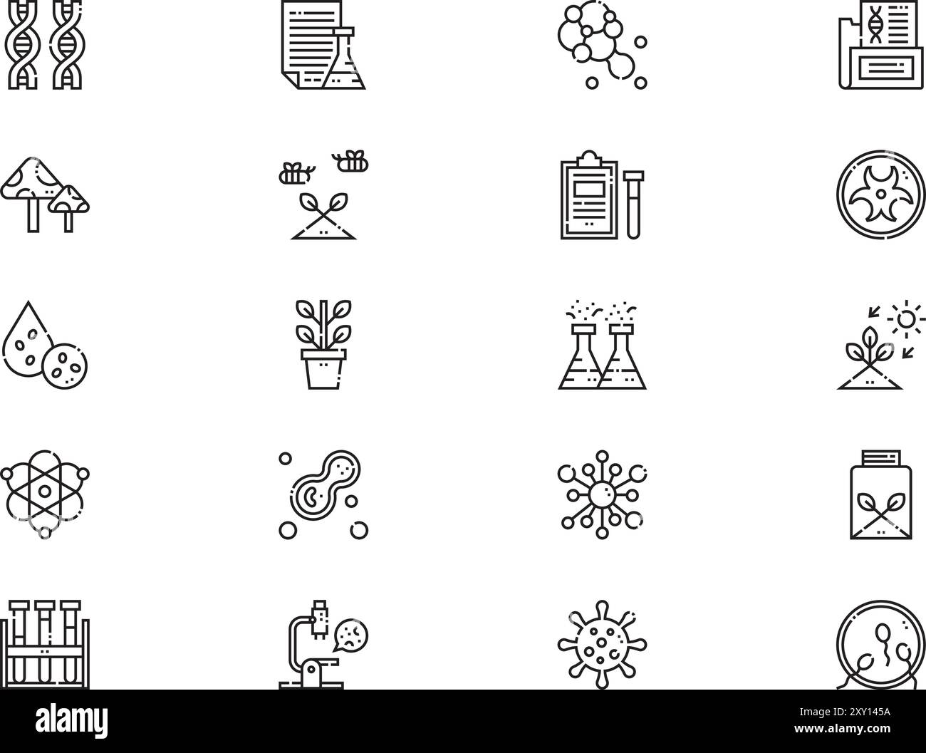 Biology icons collection is a vector illustration with editable stroke ...
