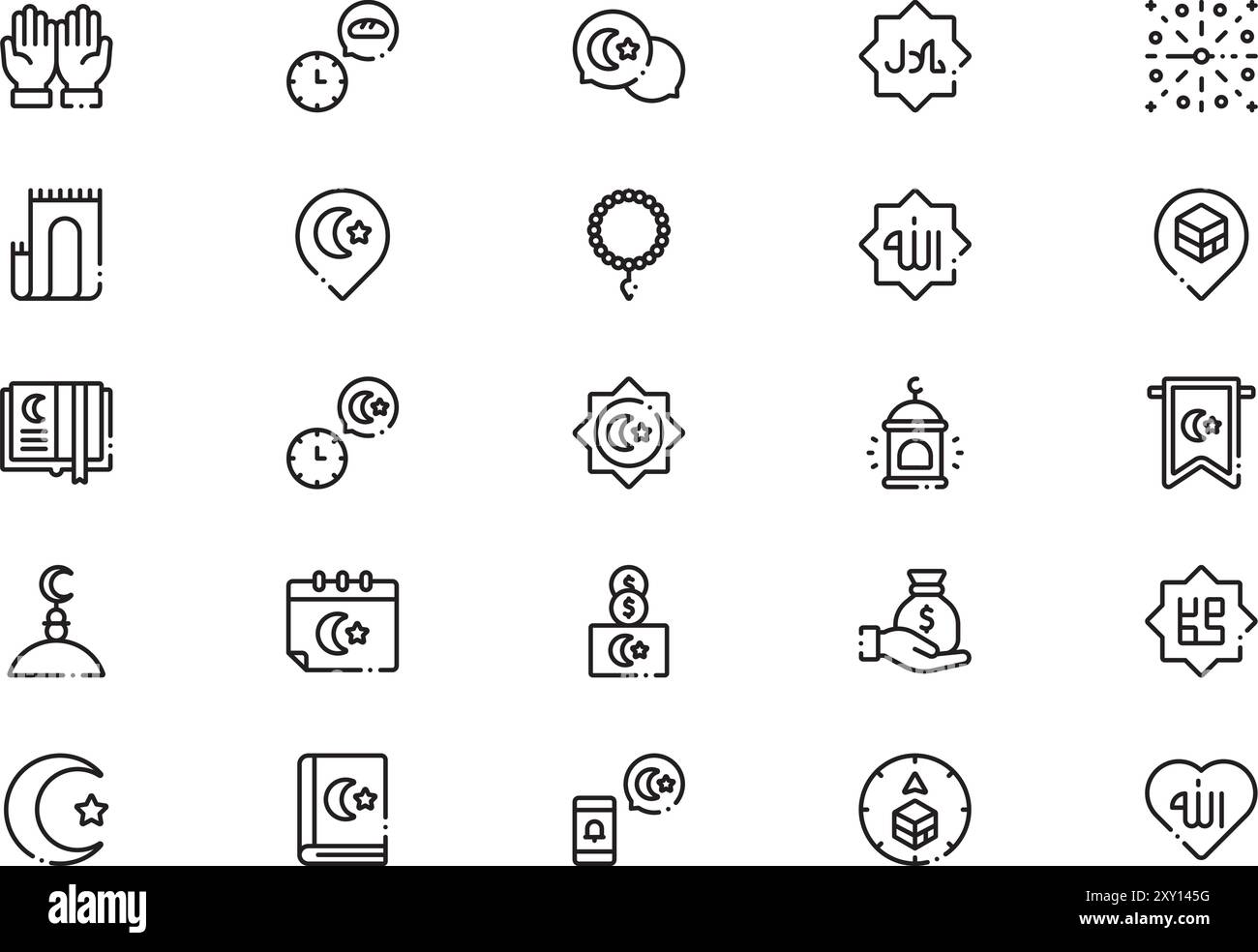 Ramadan icons collection is a vector illustration with editable stroke ...