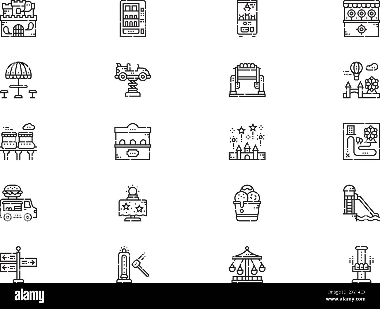 Amusement park icons collection is a vector illustration with editable ...