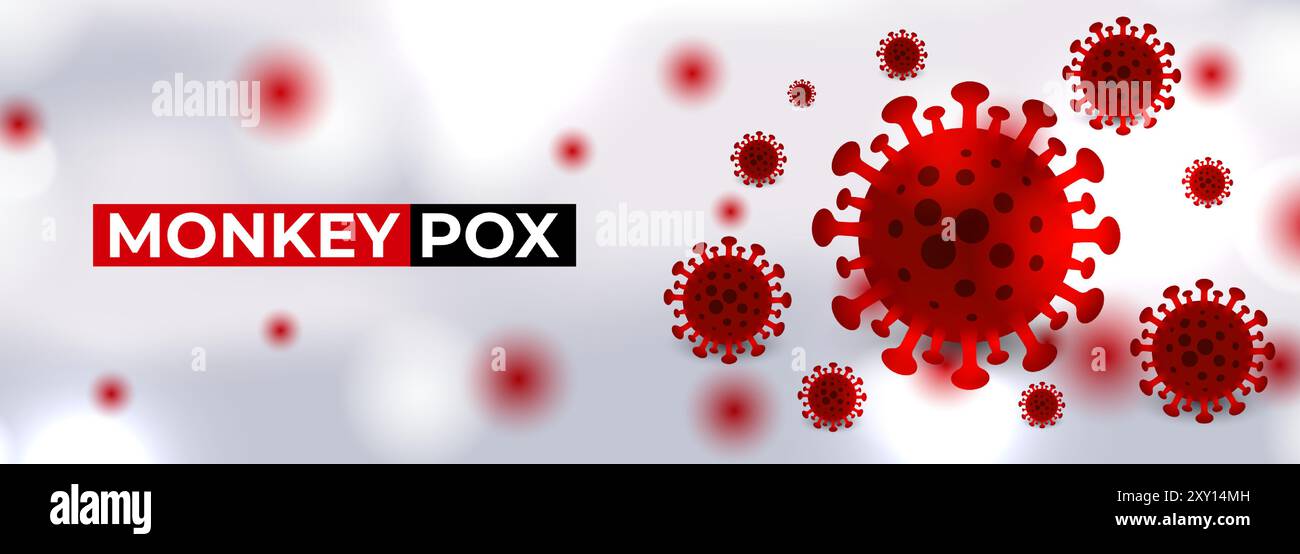 Monkeypox virus cells on white sciense background. Mpox microbiological ...