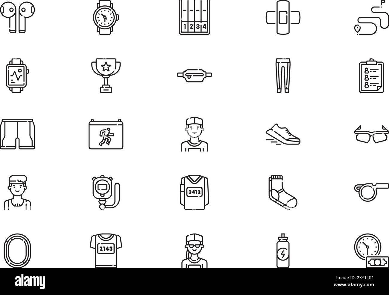 Marathon icons collection is a vector illustration with editable stroke ...