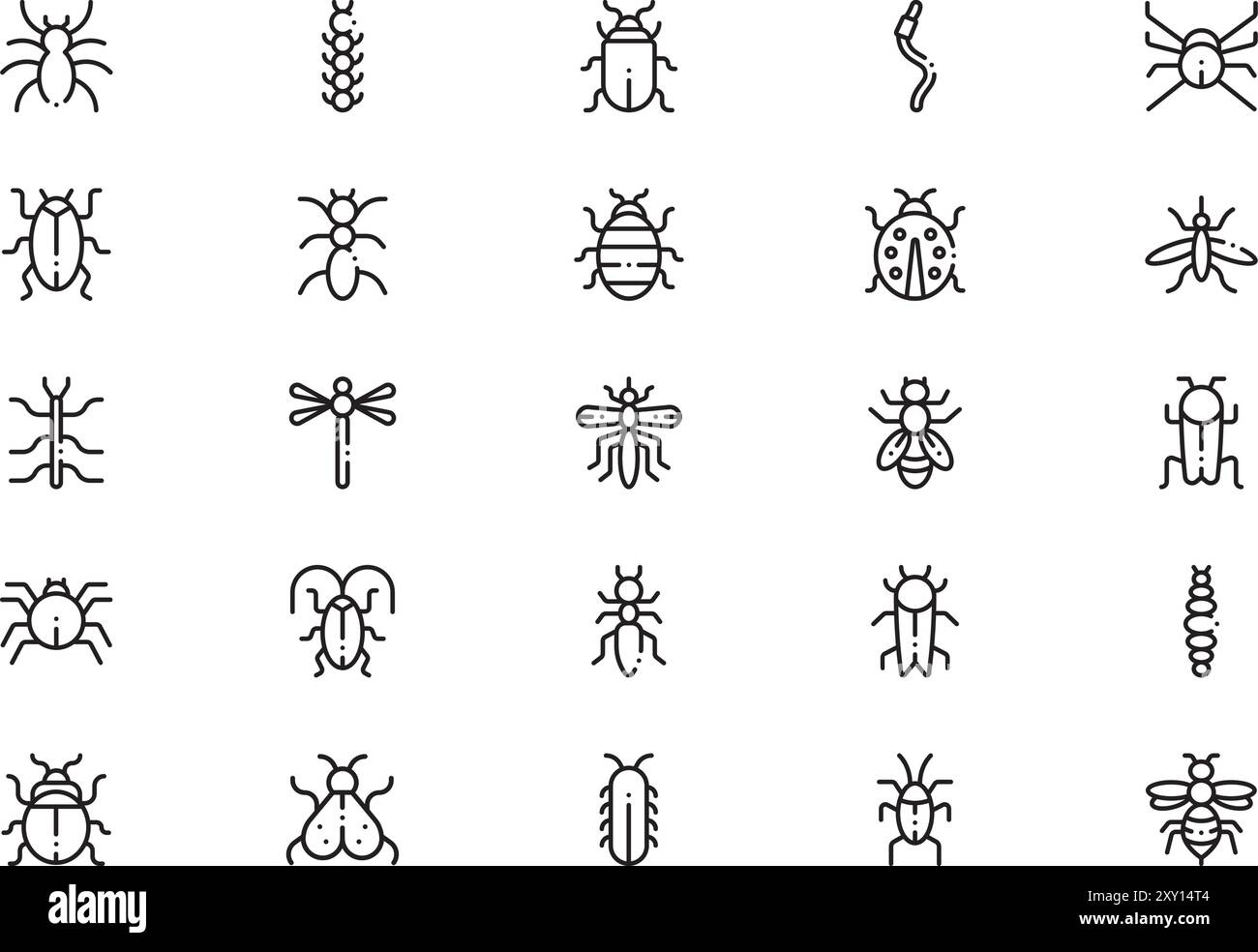 Insects icons collection is a vector illustration with editable stroke ...