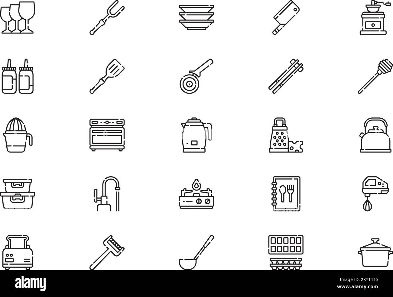 Kitchen icons collection is a vector illustration with editable stroke ...