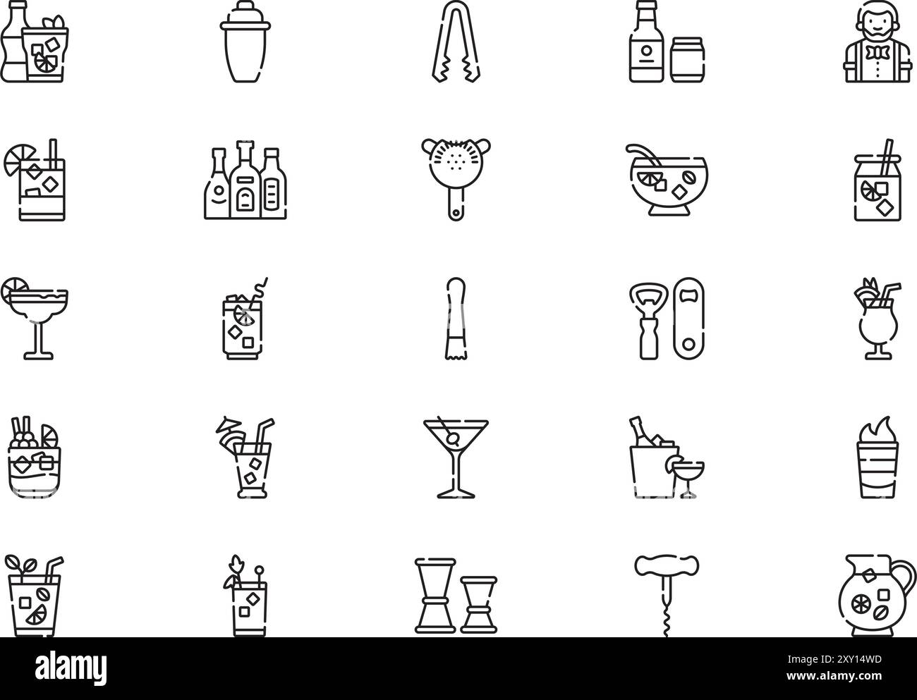 Cocktails icons collection is a vector illustration with editable ...