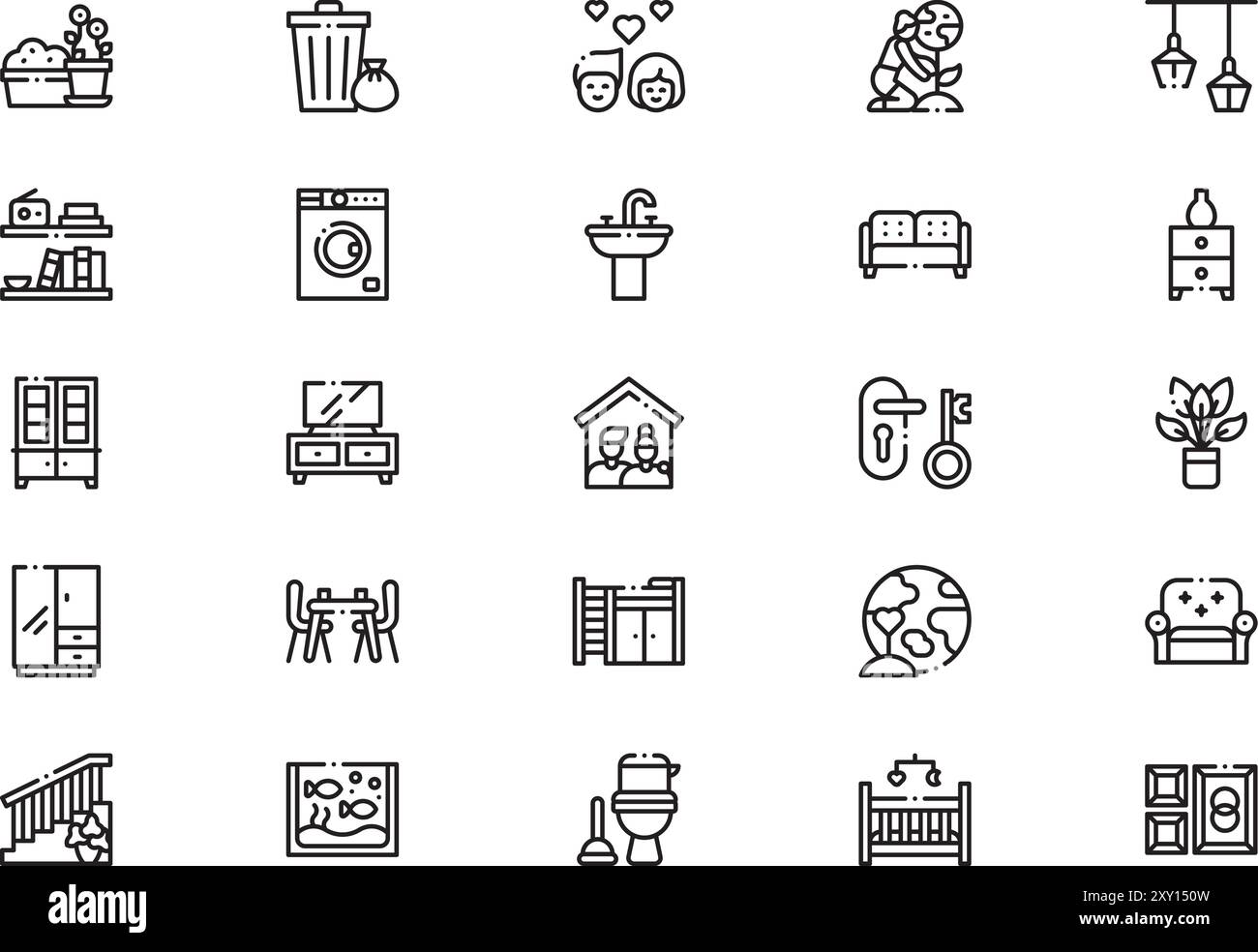 Home living icons Black and White Stock Photos & Images - Alamy