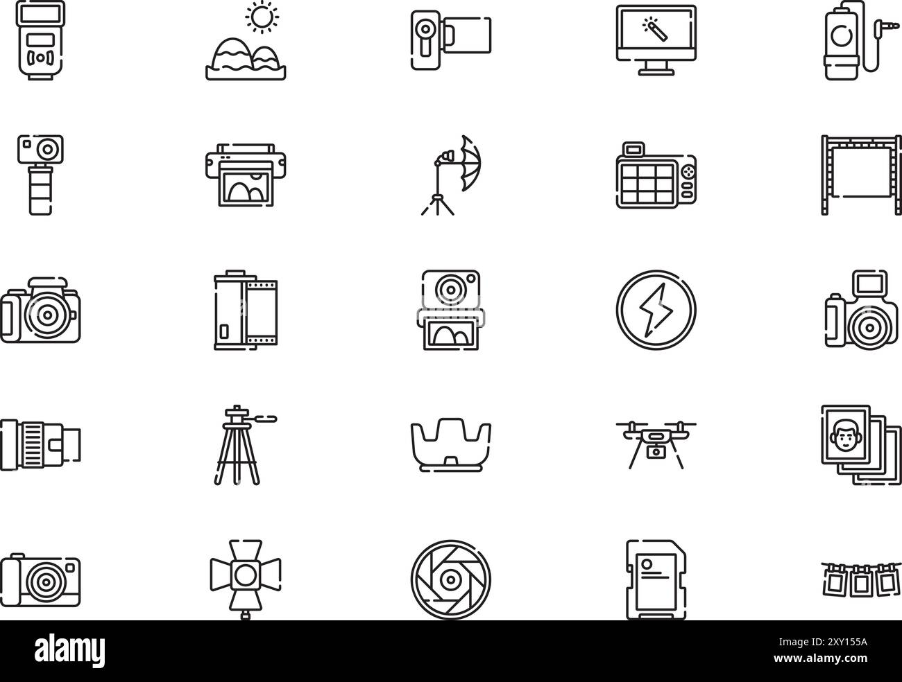 Photography icons collection is a vector illustration with editable ...