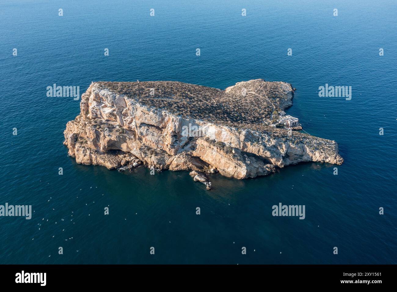 Aerial drone photo of the town of Benidorm in Spain showing the rock in ...