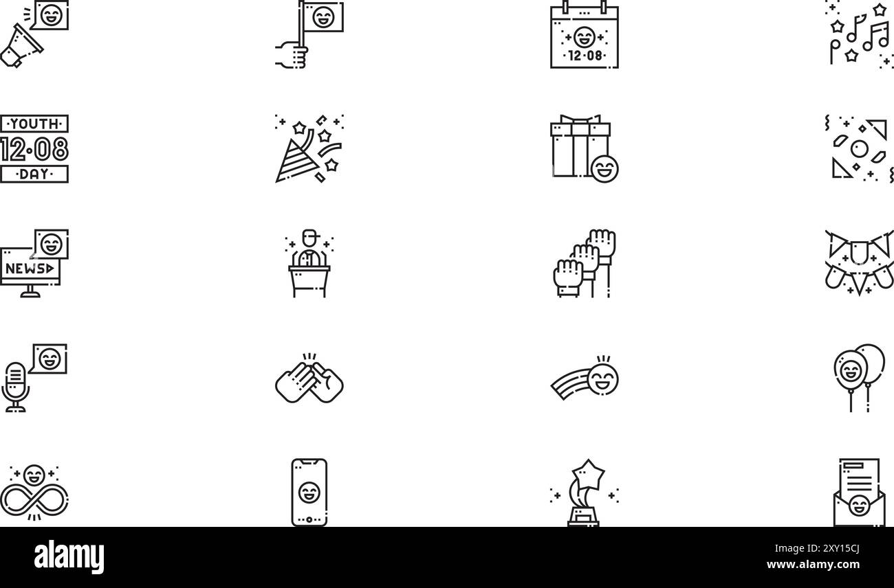 Youth day icons collection is a vector illustration with editable ...