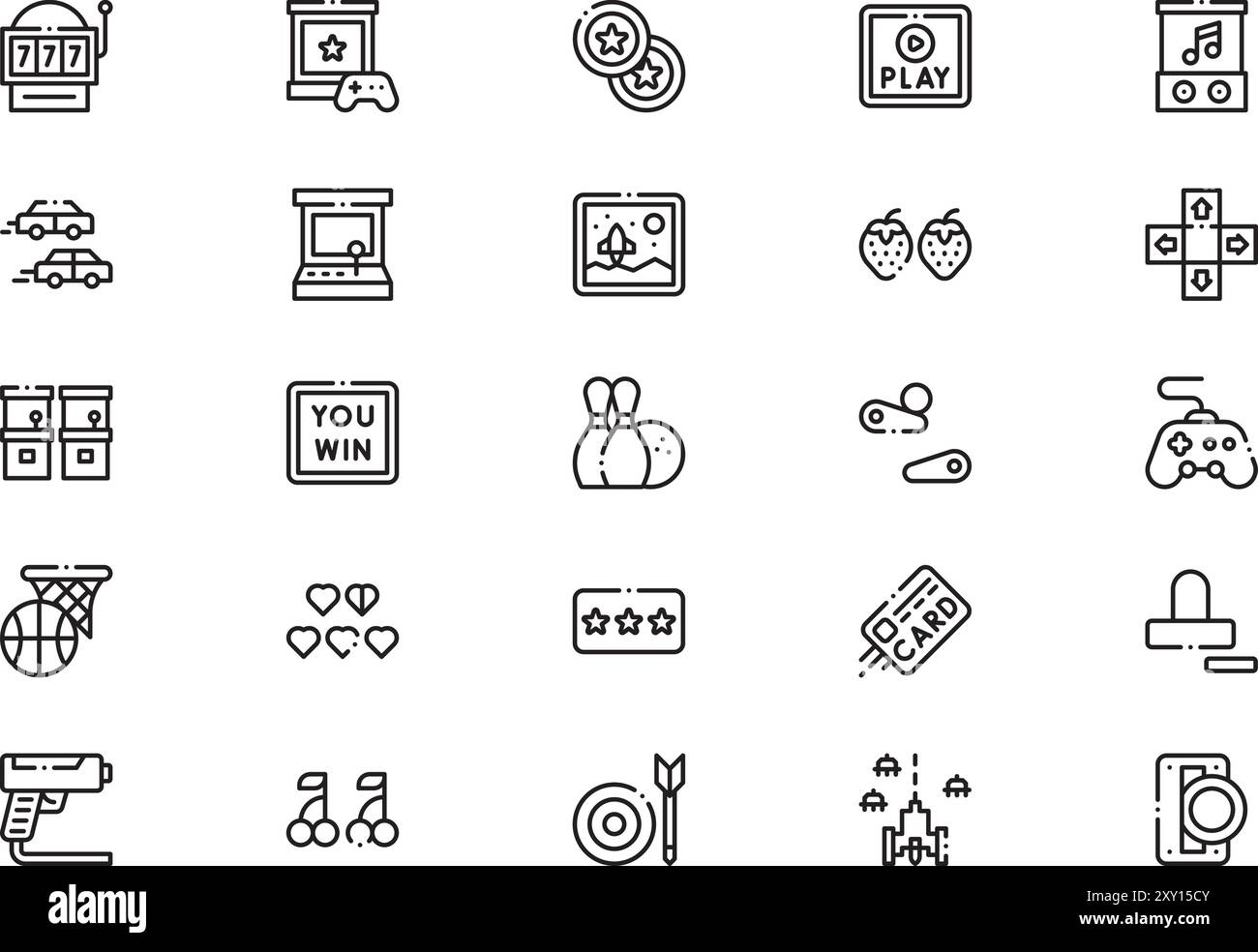 Arcade icons collection is a vector illustration with editable stroke ...