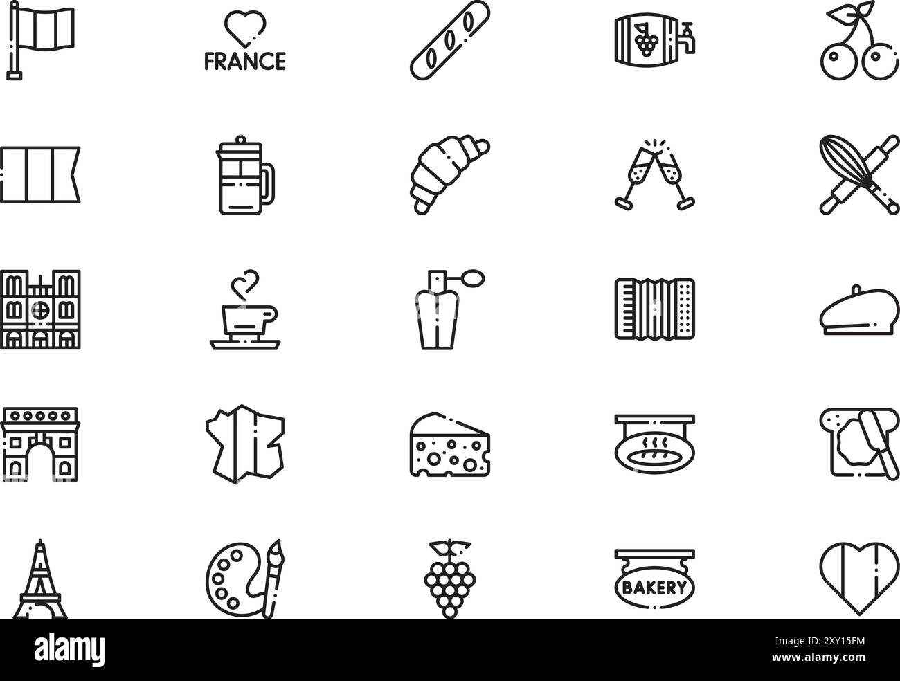 France icons collection is a vector illustration with editable stroke ...