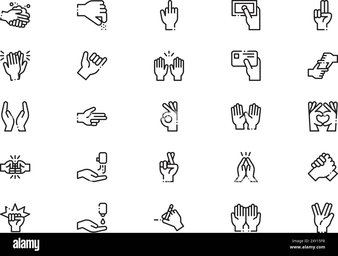 Hand gestures icons collection is a vector illustration with editable ...