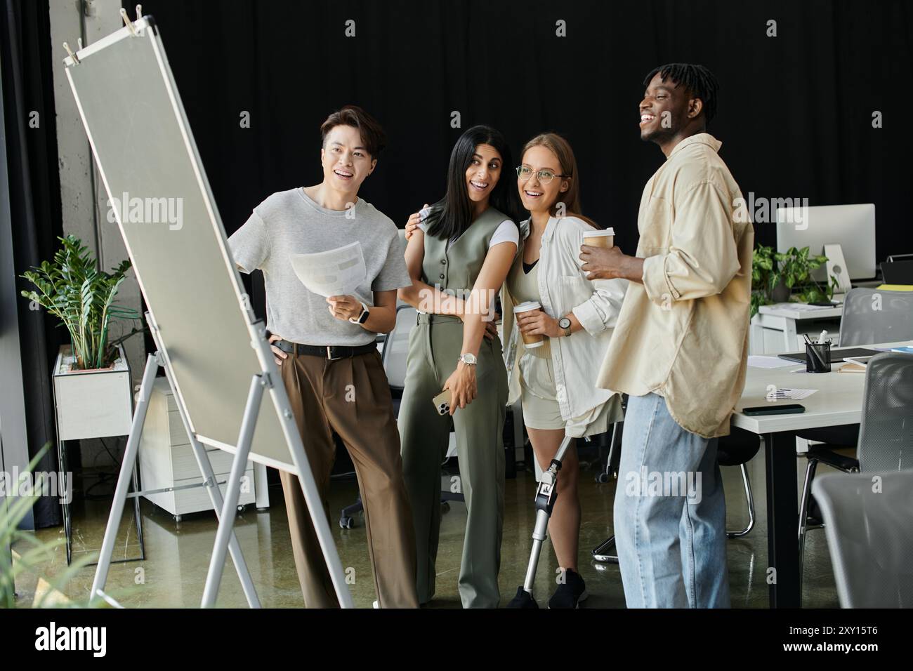 Business team collaborating around desk hi-res stock photography and ...