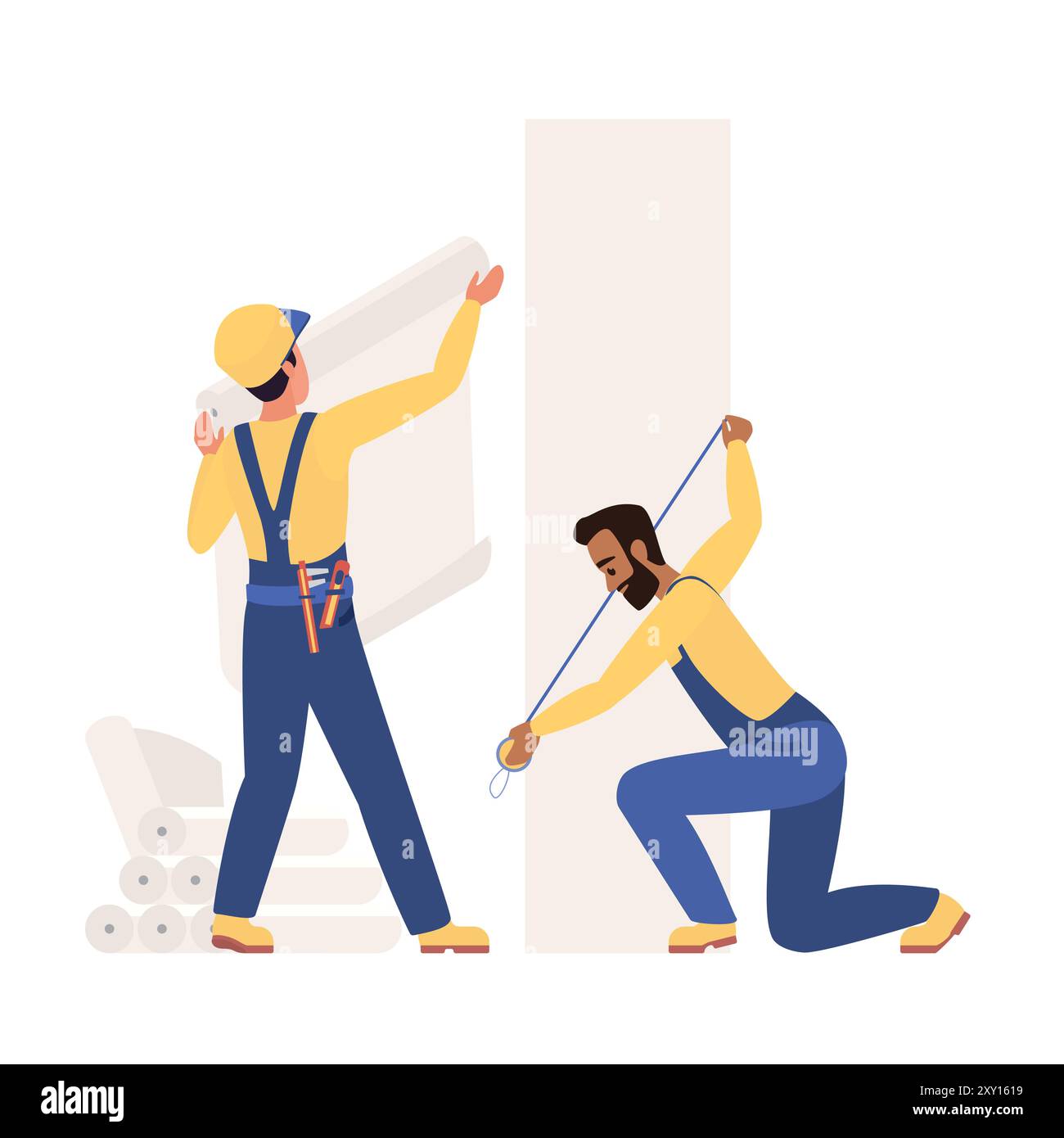 Vector image of a serviceman working with tools and equipment Stock ...