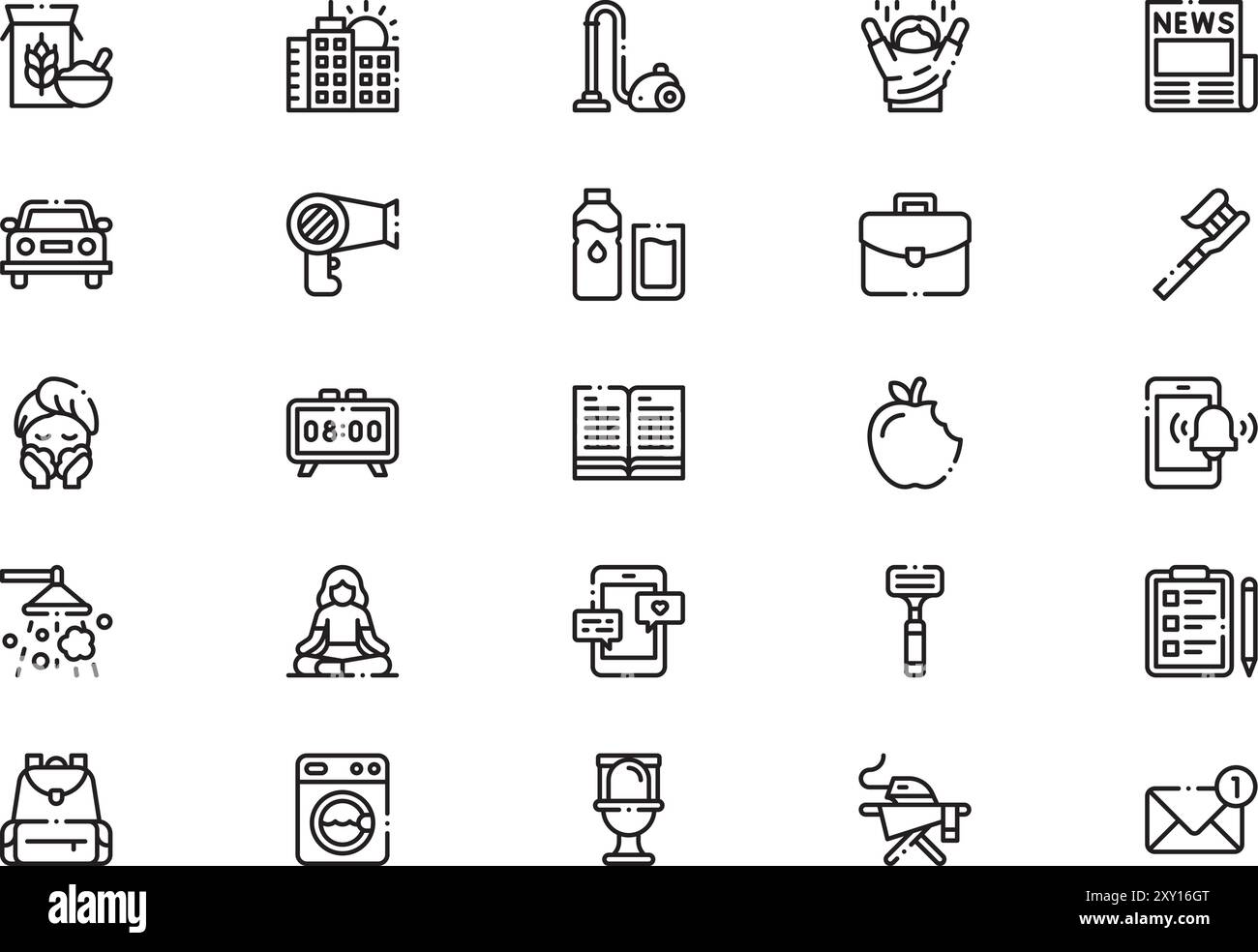 Morning routine icons collection is a vector illustration with editable ...