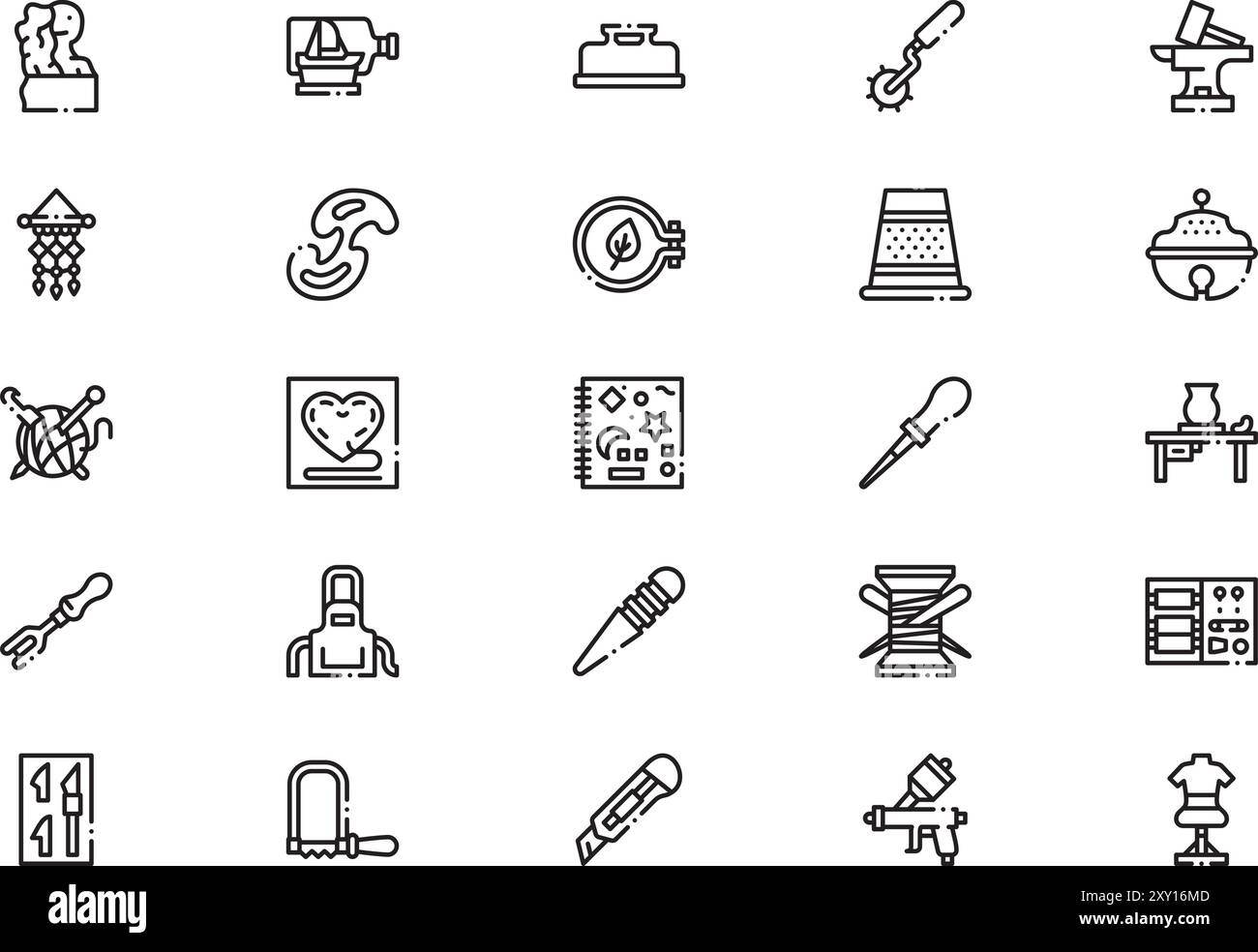 Crafting icons collection is a vector illustration with editable stroke ...