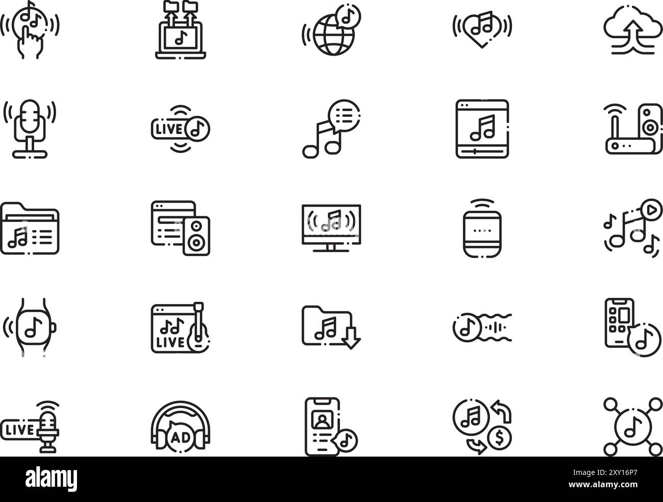 Music streaming icons collection is a vector illustration with editable ...