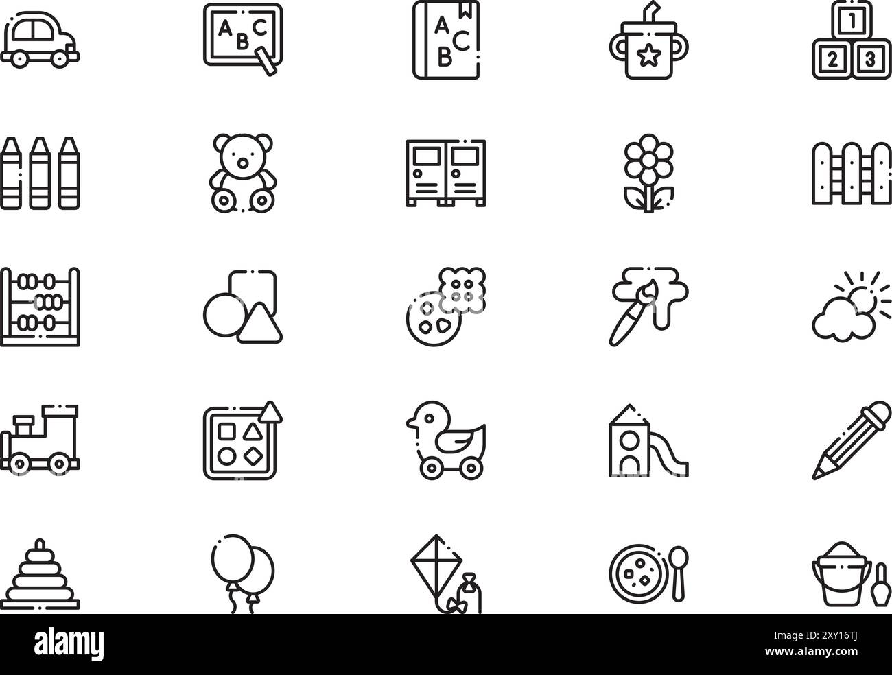 Kindergarten icons collection is a vector illustration with editable ...