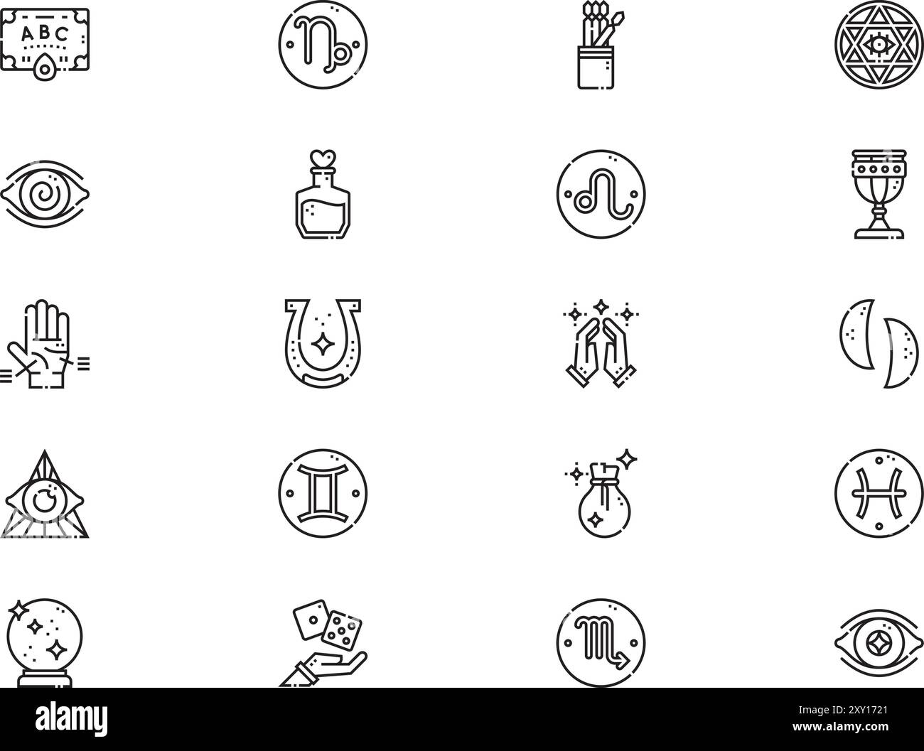 Fortune teller icons collection is a vector illustration with editable ...