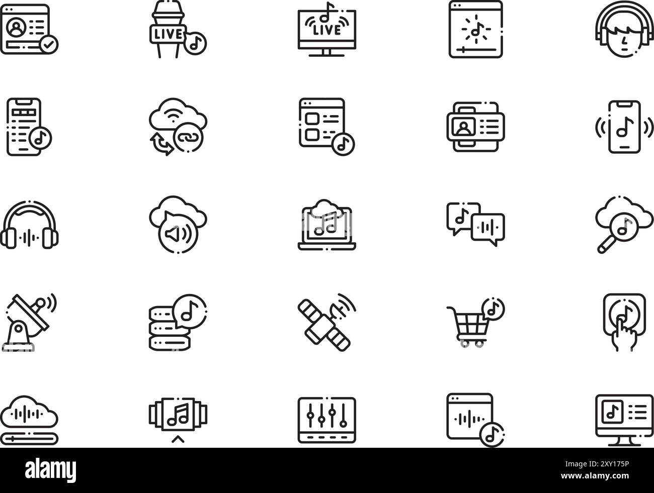 Music streaming icons collection is a vector illustration with editable ...