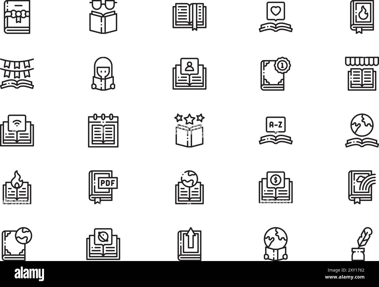 International literacy day icons collection is a vector illustration ...