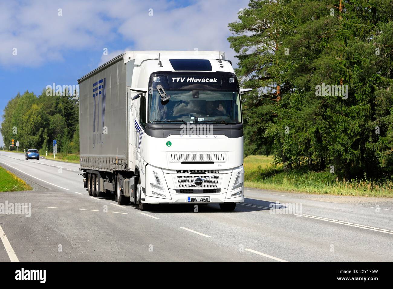 New white Volvo FH Aero truck semi trailer, Czech Republic plates ...
