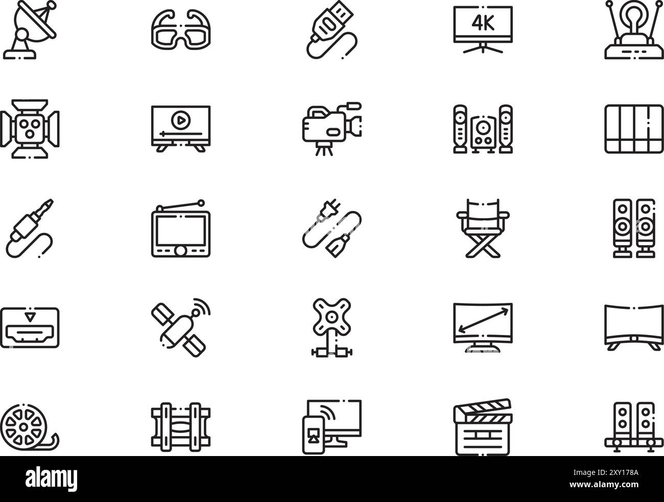 Television icons collection is a vector illustration with editable ...