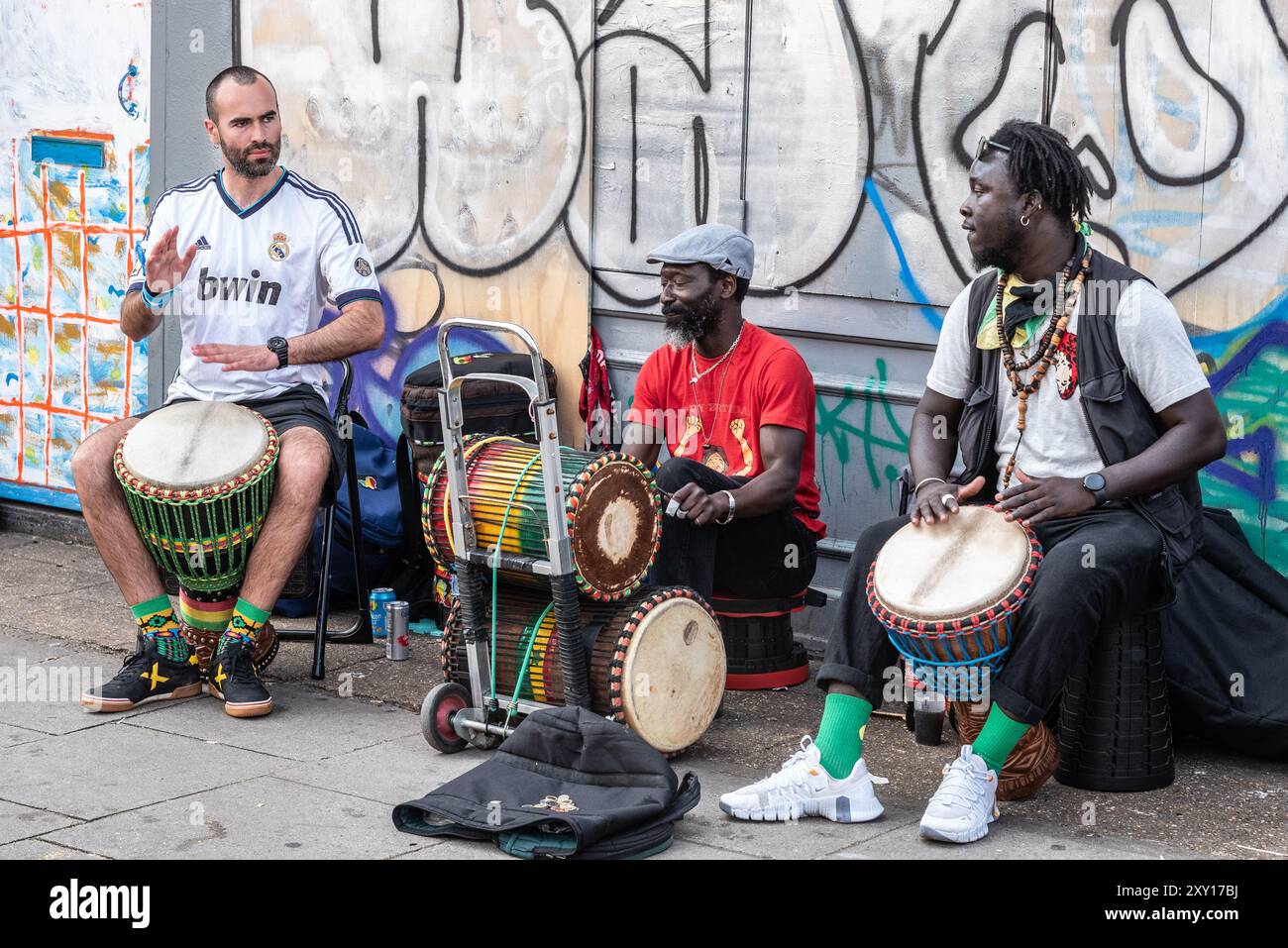 Buskers at the Notting Hill Carnival Grand Parade 2024 on Bank Holiday ...