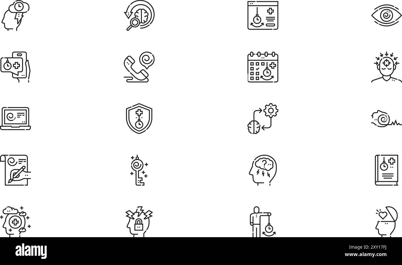 Hypnotherapy icons collection is a vector illustration with editable ...