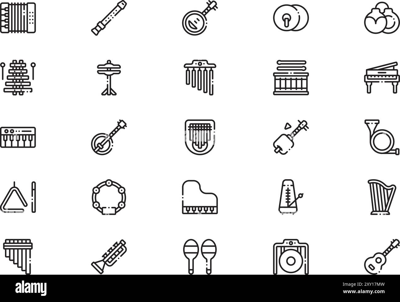 Music instruments icons collection is a vector illustration with ...