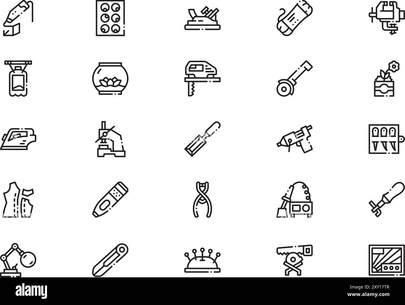 Crafting icons collection is a vector illustration with editable stroke ...
