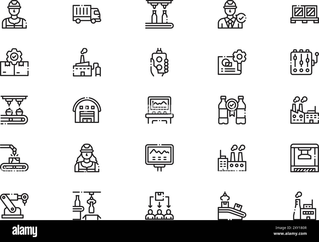 Mass production icons collection is a vector illustration with editable ...