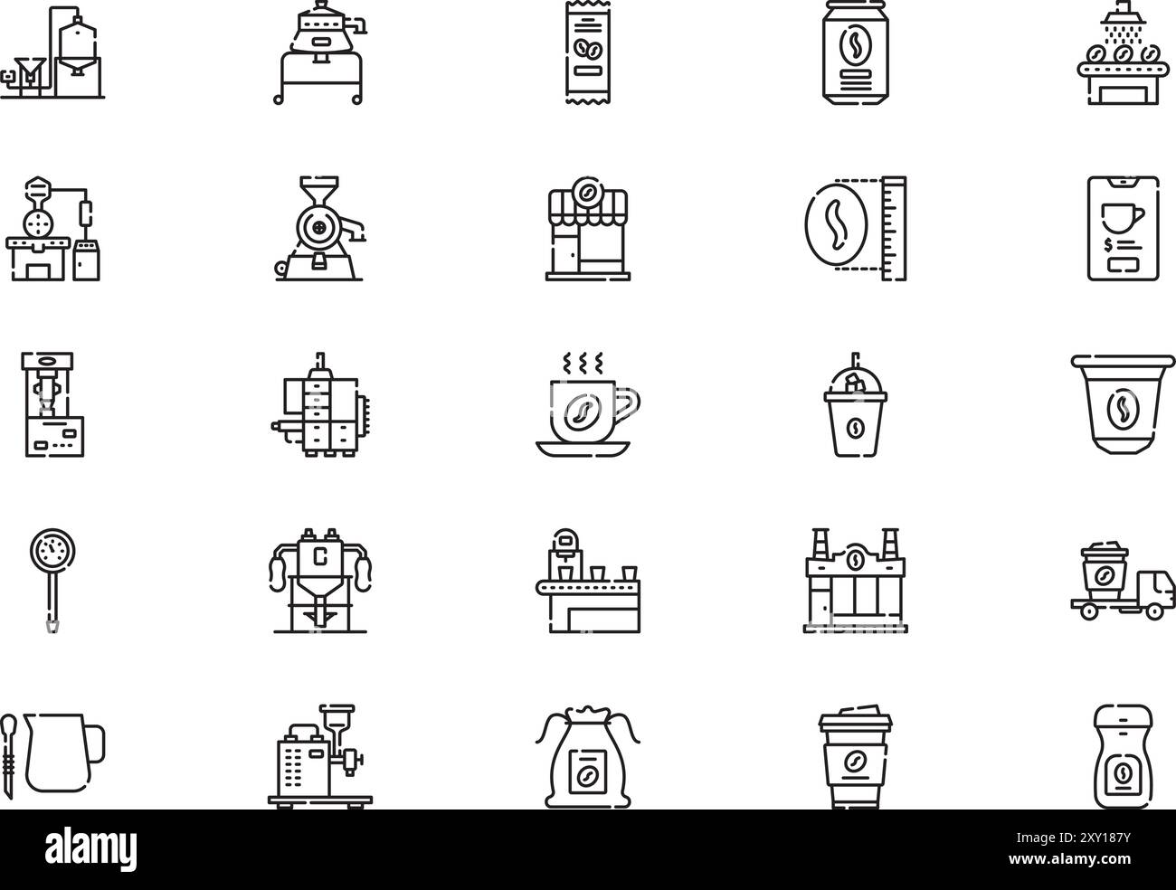 Coffee production icons collection is a vector illustration with ...