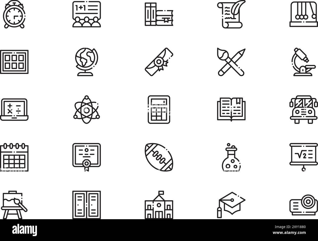 Highschool icons collection is a vector illustration with editable ...