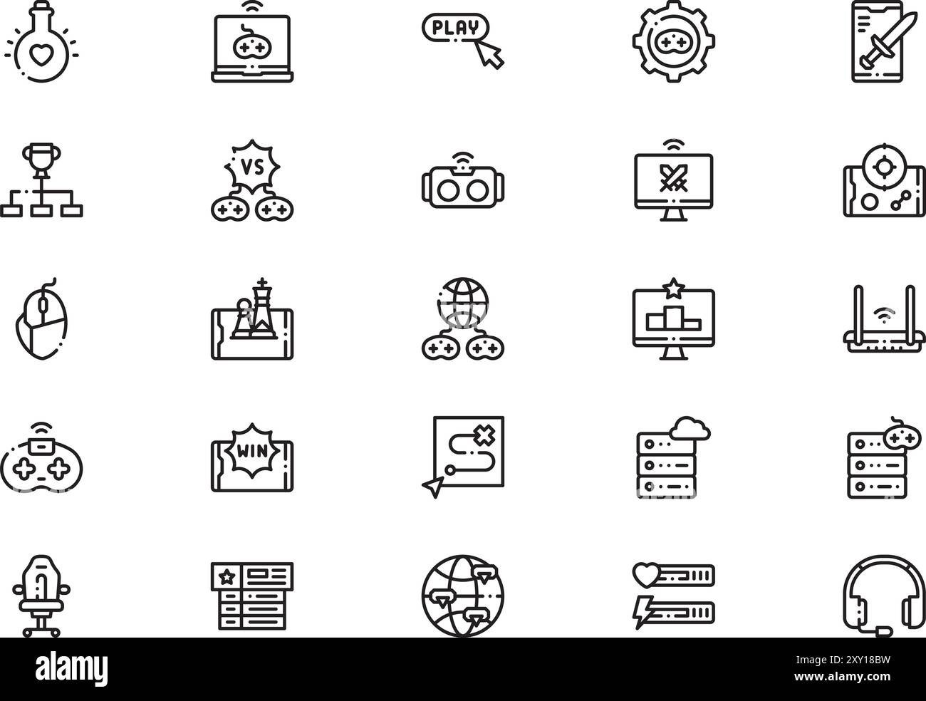 Online game icons collection is a vector illustration with editable ...