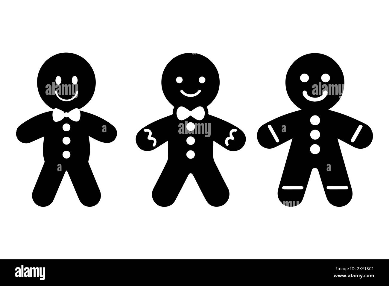 Set of winter Christmas gingerbread gingerbread, painted, outline on ...