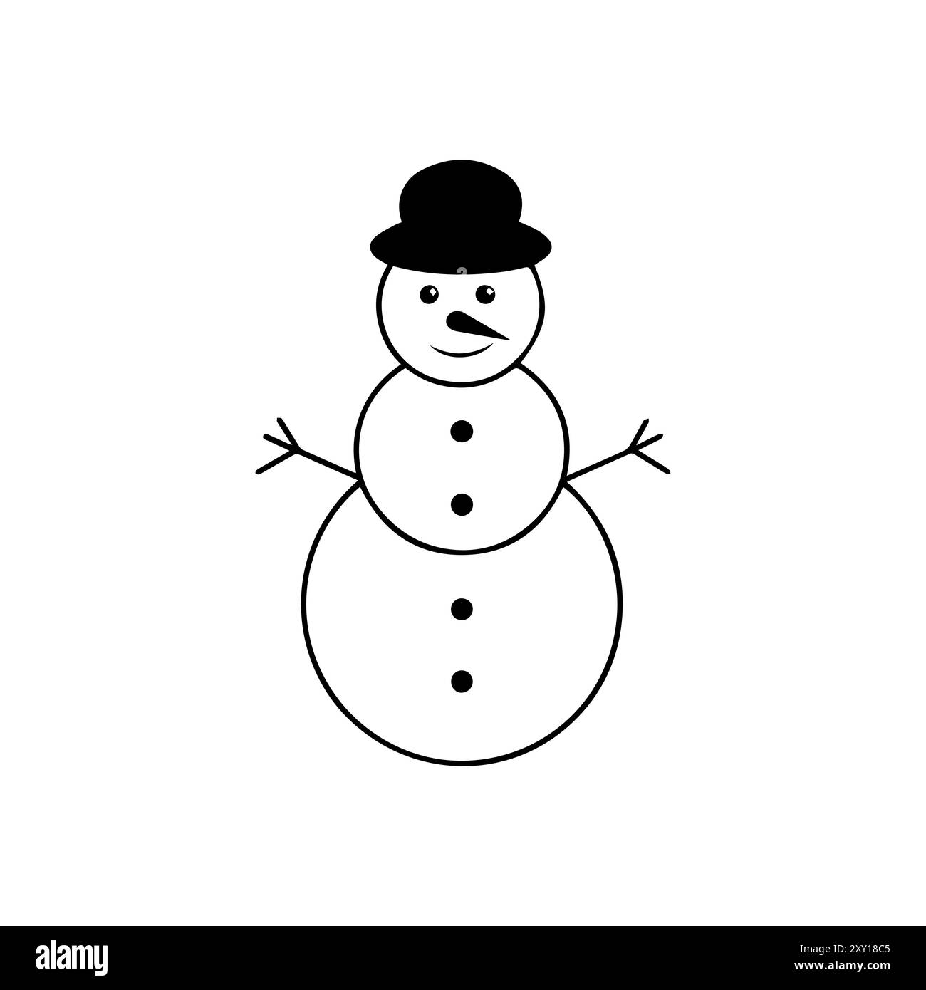 Snowman, outline, black silhouette Isolated white background simple ...