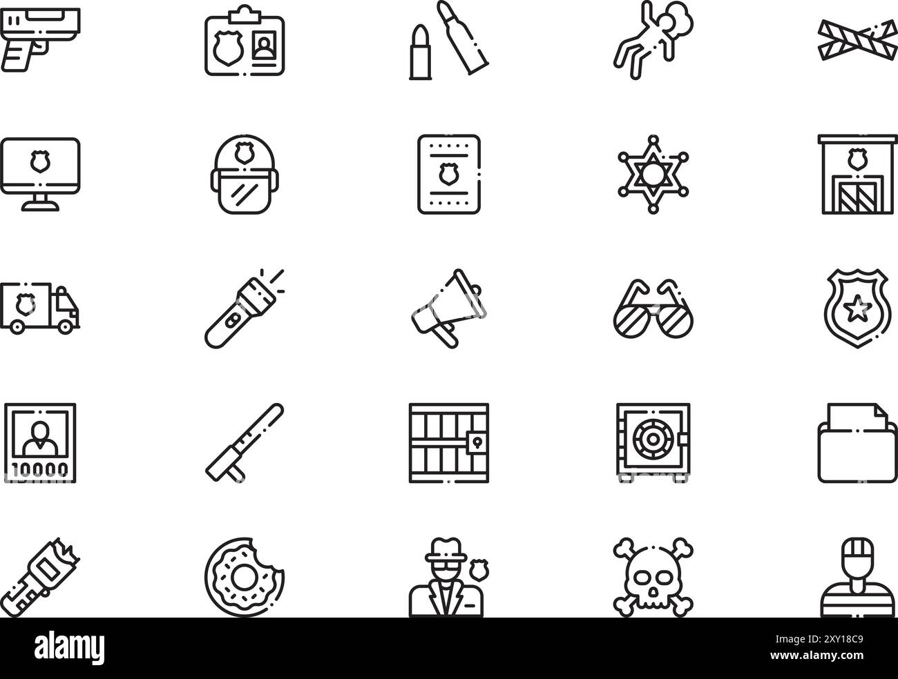 Police icons collection is a vector illustration with editable stroke ...