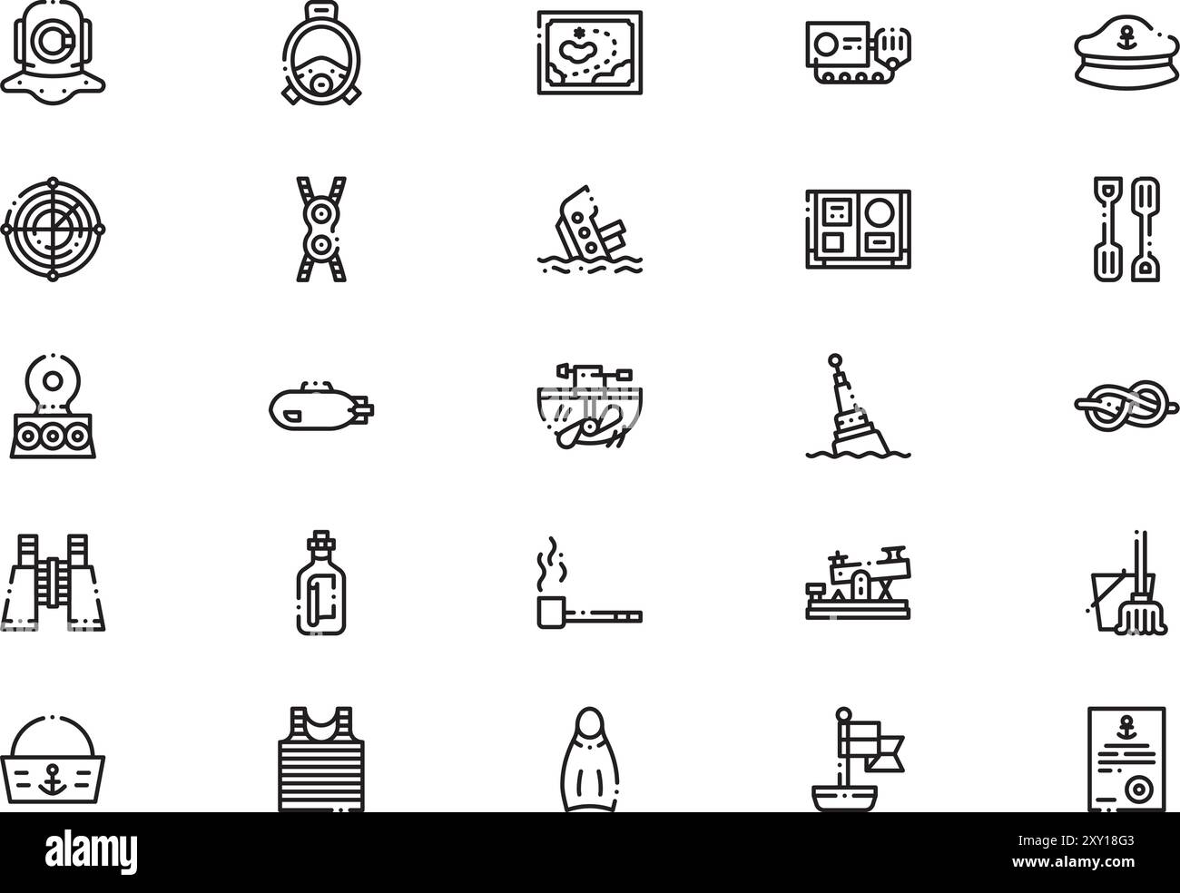 Sailor Icons Collection Is A Vector Illustration With Editable Stroke