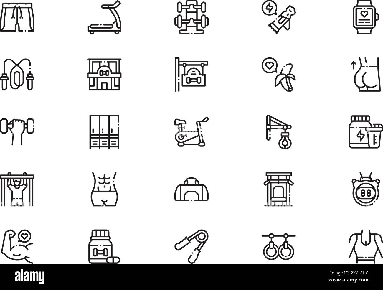 Gym icons collection is a vector illustration with editable stroke Stock Vector Image & Art - Alamy