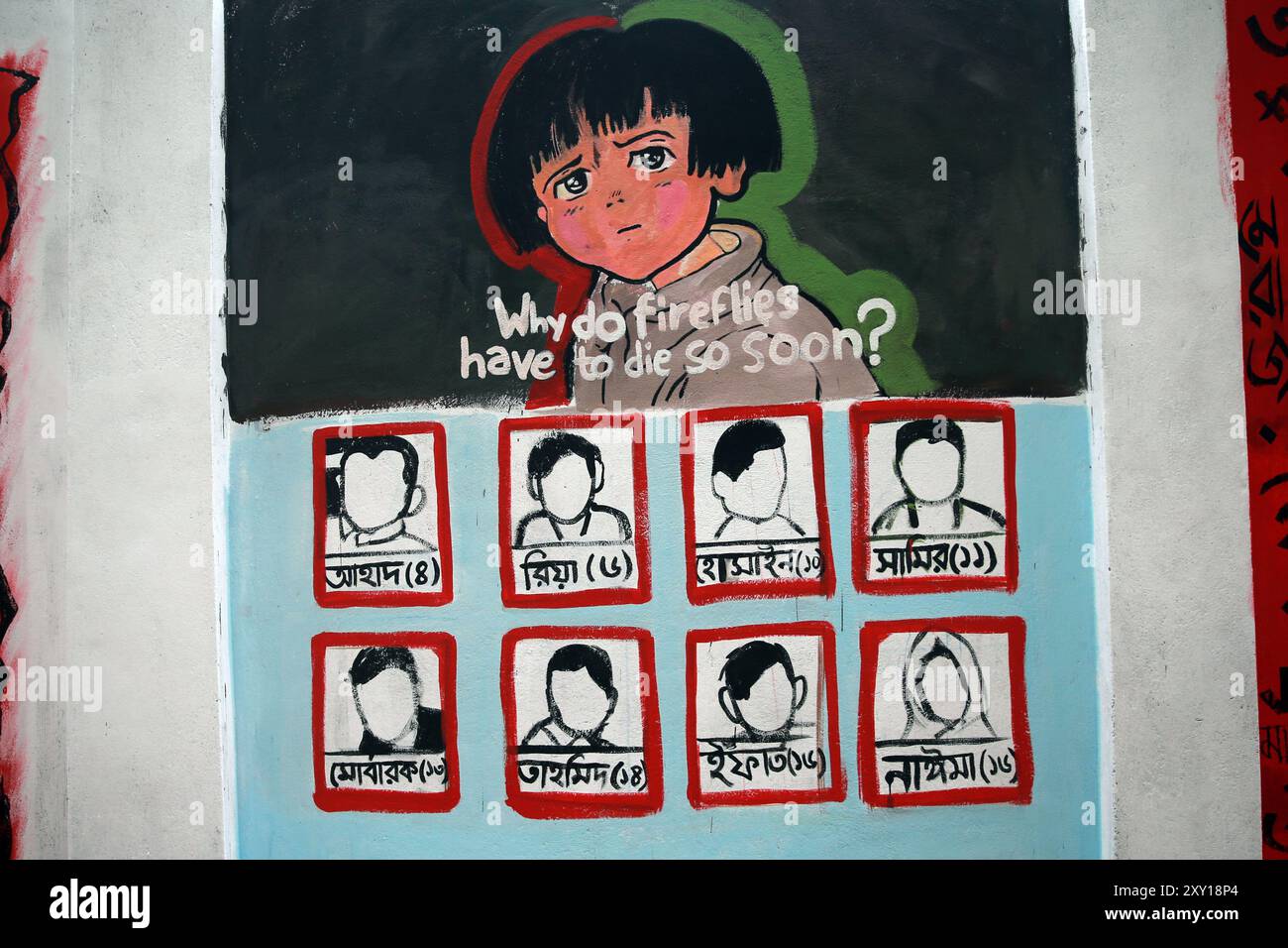 The graffitied walls at Agargaon Area are decorated with various ...