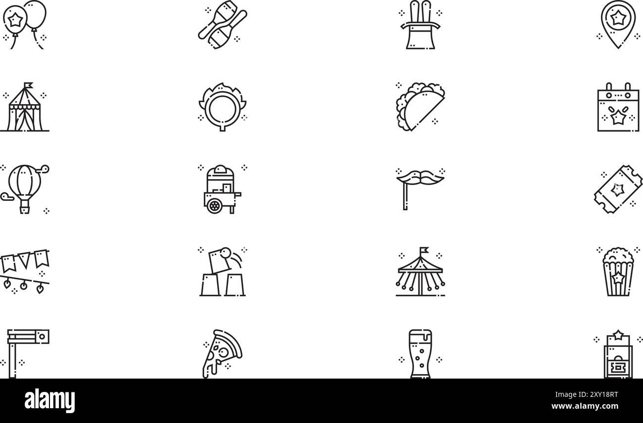 Carnival icons collection is a vector illustration with editable stroke ...