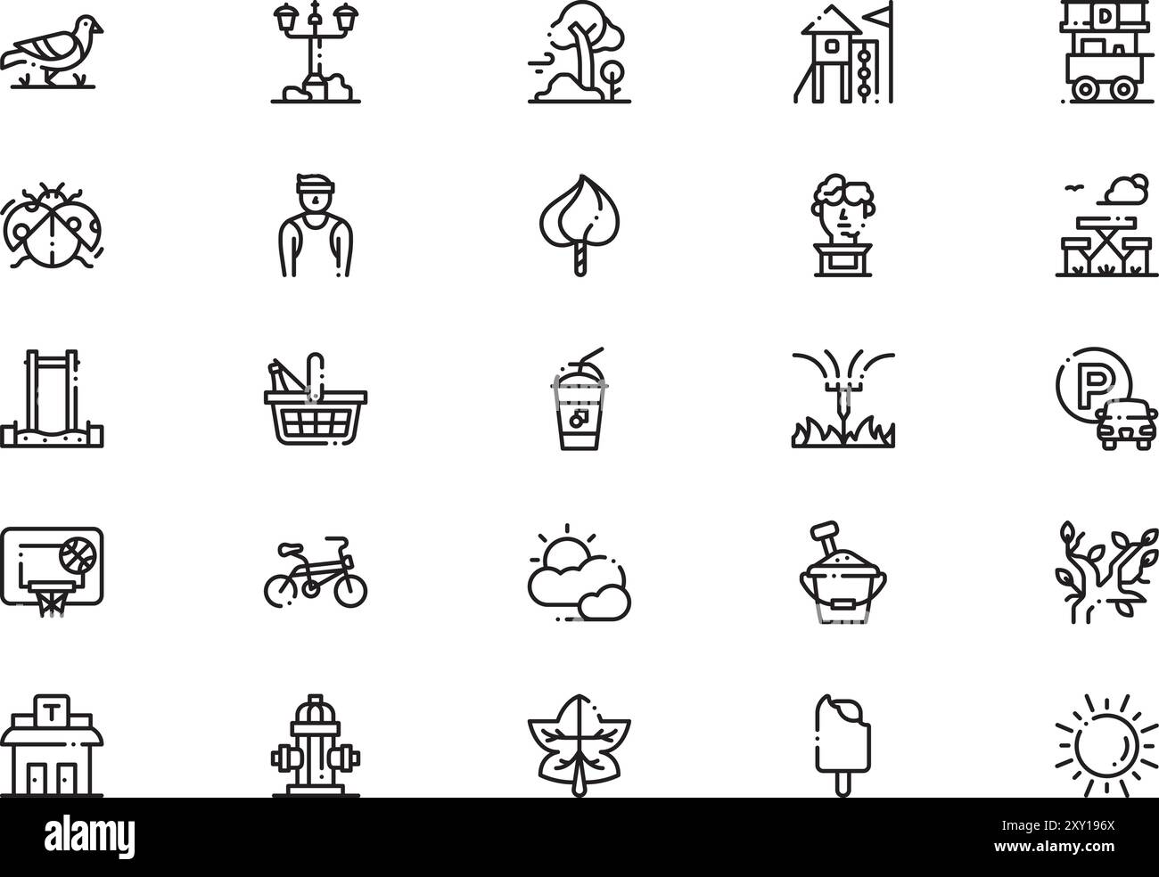 City park icons collection is a vector illustration with editable ...