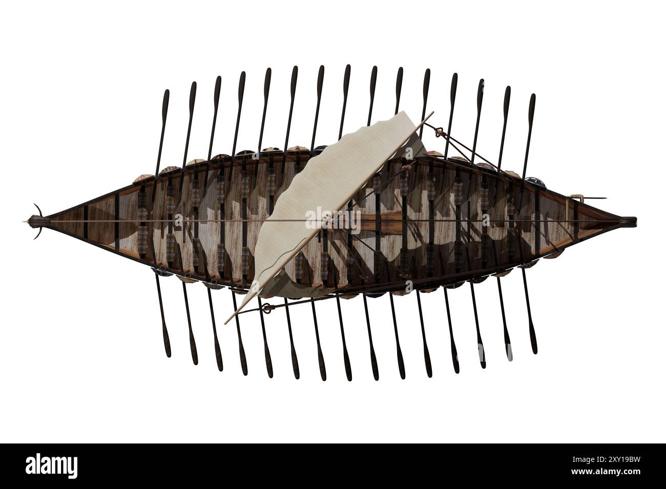 Viking ship longship white background 3D render image top view of a sailing ship Stock Photo - Alamy