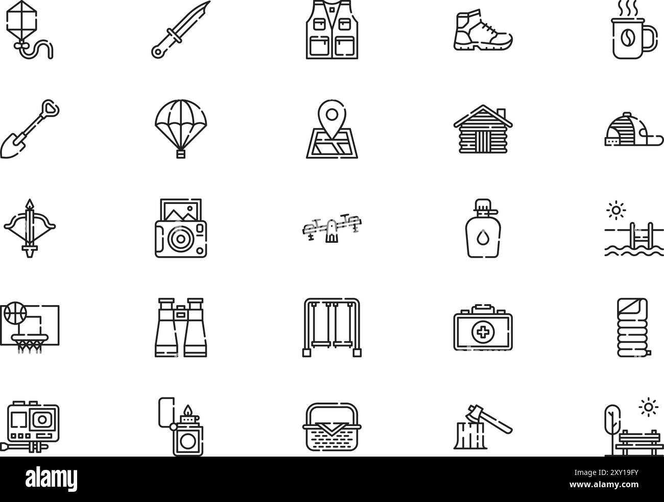 Outdoor activities icons collection is a vector illustration with editable stroke Stock Vector ...