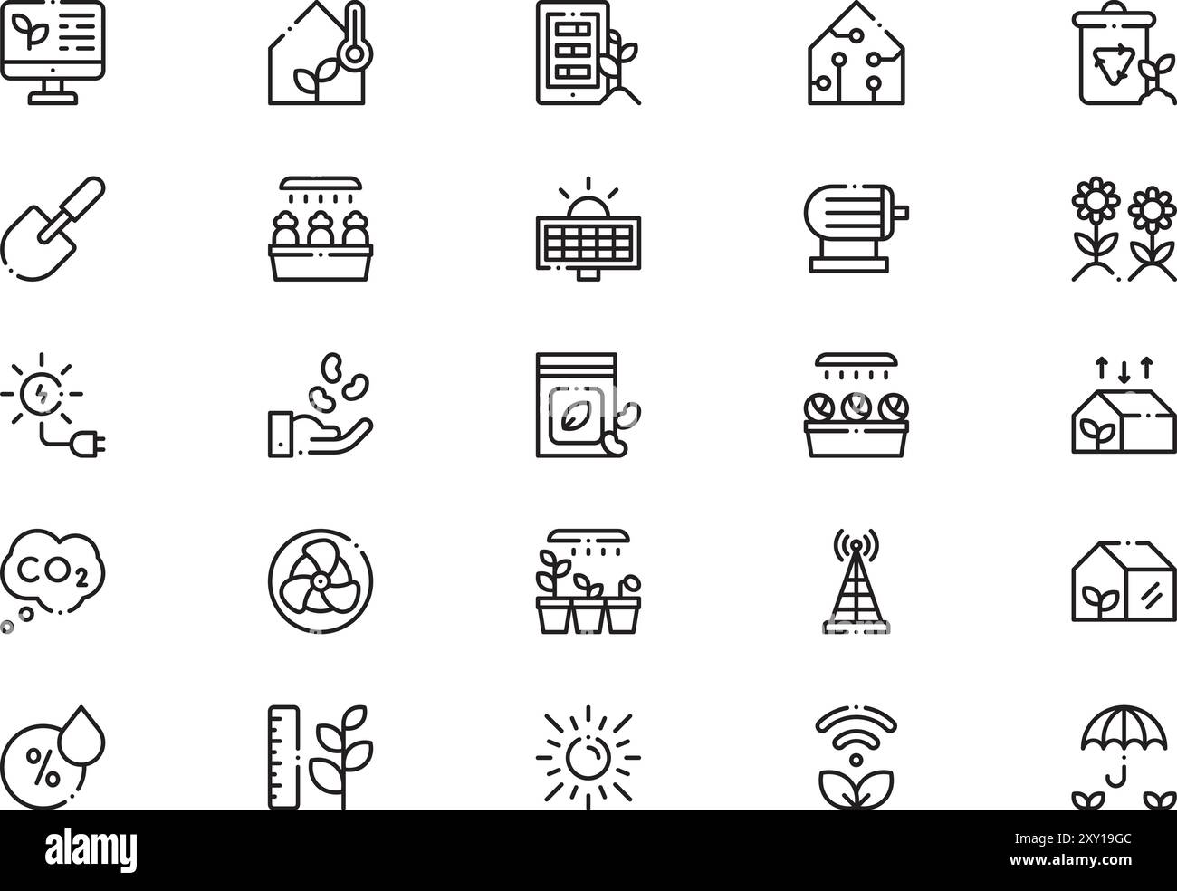 Greenhouse icons collection is a vector illustration with editable ...
