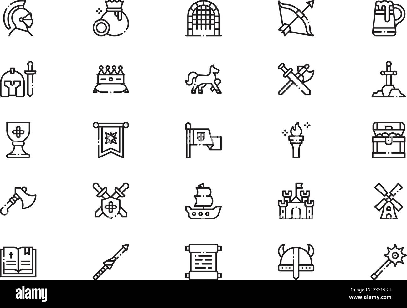 Medieval times icons collection is a vector illustration with editable ...