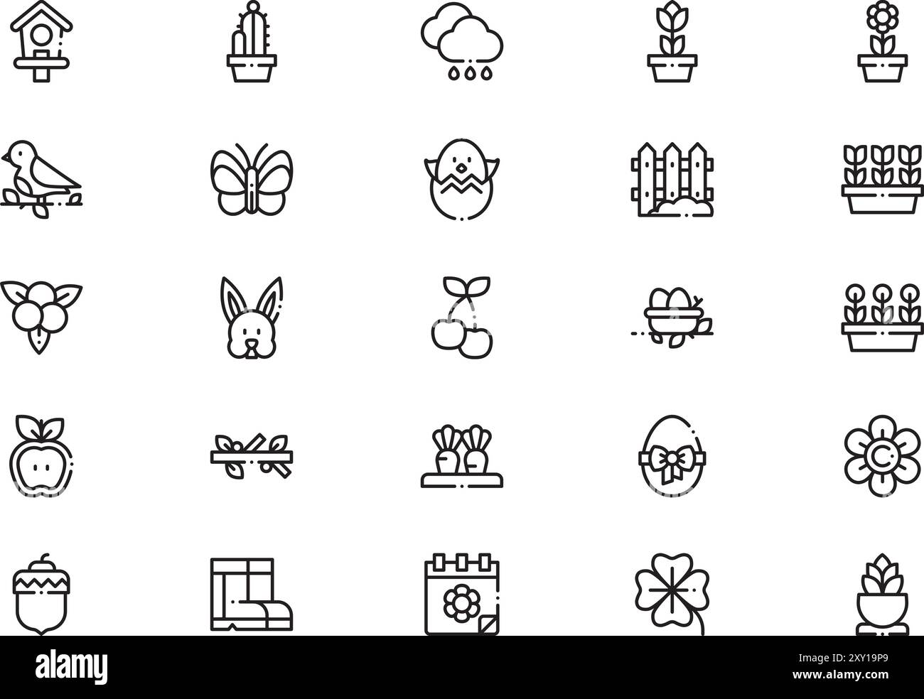 Spring icons collection is a vector illustration with editable stroke ...