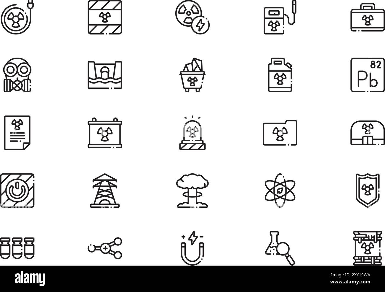 Nuclear energy icons collection is a vector illustration with editable ...